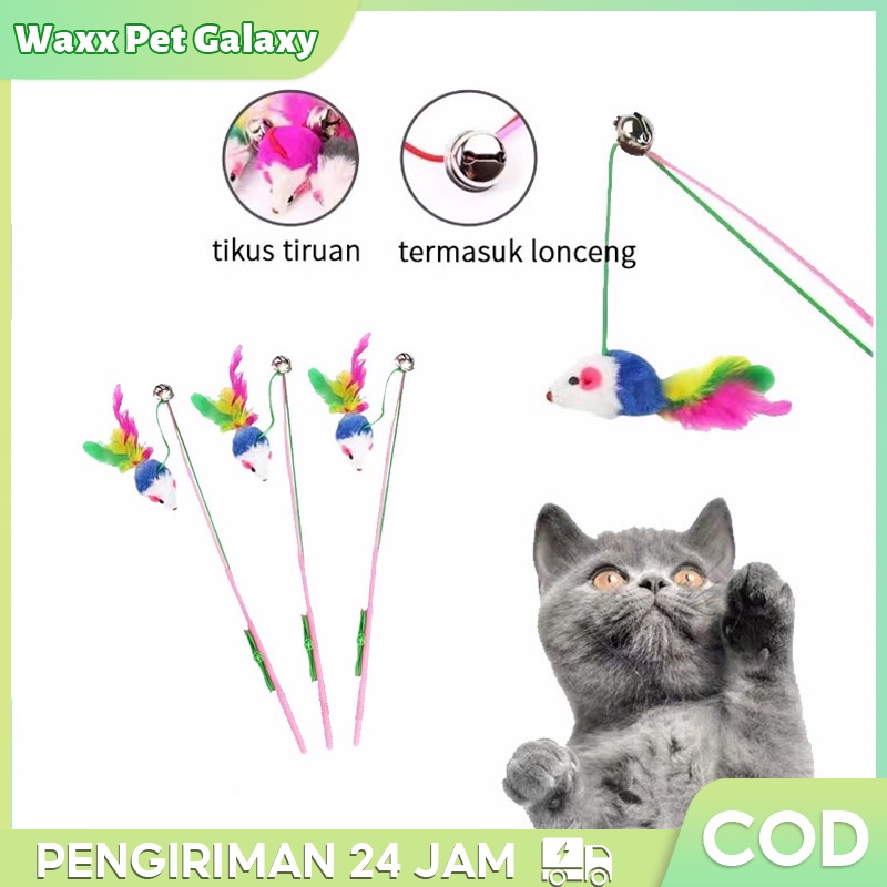 Jual Mainan Kucing Pancingan Tikus Teasers Tongkat Kayu Cat Toys ...