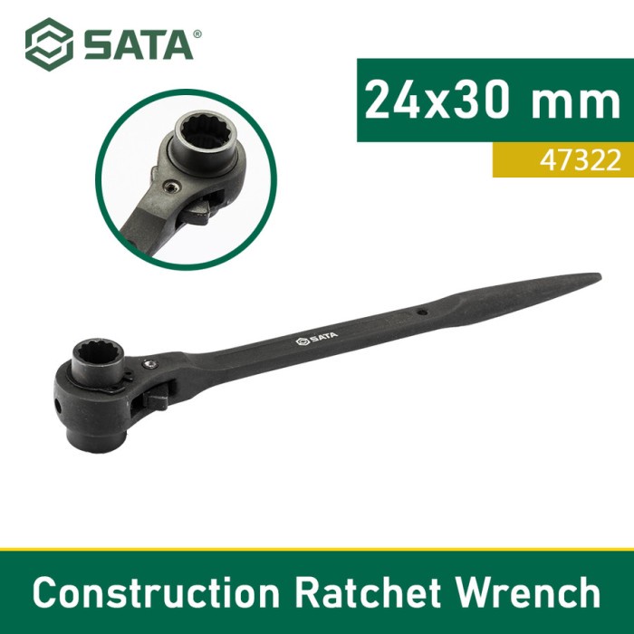 Jual SATA KUNCI RING 47322 CONSTRUCTION RATCHETING WRENCH 24X30MM ...