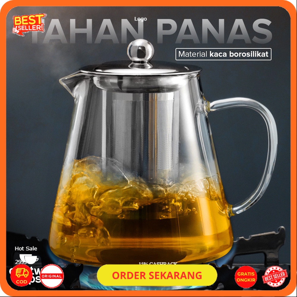 Jual One Two Cups Teko Teh Kaca Modern Menyaring Dengan Baik Tahan Panas dengan Saringan Glass ...