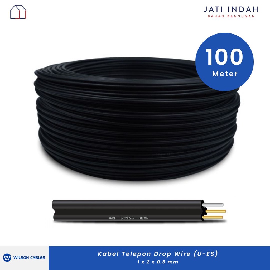 Jual Kabel Telepon Drop Wire U-ES 1x2x0.6 mm2 Hitam - 100 Meter ...
