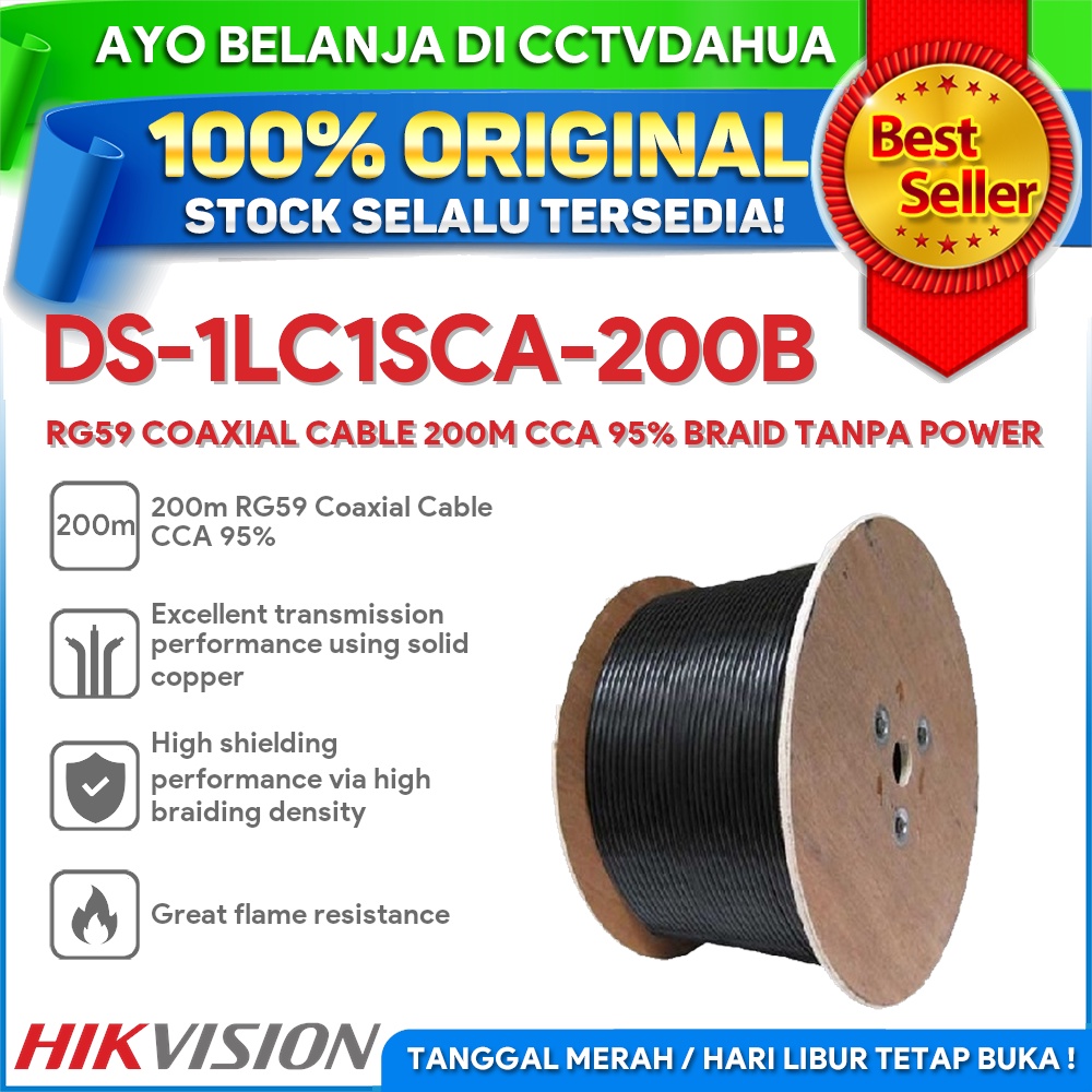 Jual HIKVISION DS-1LC1SCA-200B RG59 COAXIAL CABLE 200M CCA 95% BRAID | Shopee Indonesia