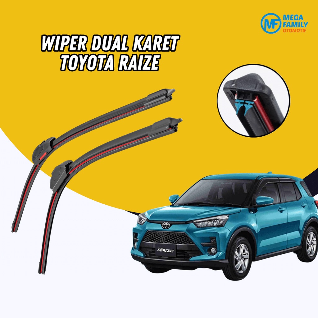 Jual Wiper Mobil Toyota Raize / All New Raize Frameless Dual Blade Double Karet 1 Set Kanan Kiri ...