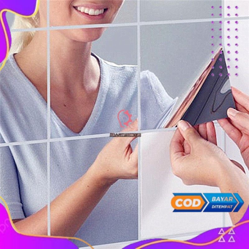 Jual Fender Wall Sticker Dekorasi Dinding 3D Model Square Mirror 9 PCS - Q353 - Silver | Shopee ...