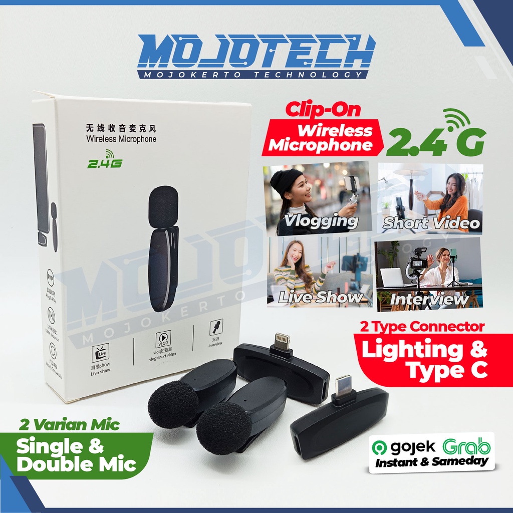 Jual MIC WIRELESS CLIP ON MICROPHONE AP004 MIC SUARA JERNIH Ultra Low Latency Noise Cancellation ...