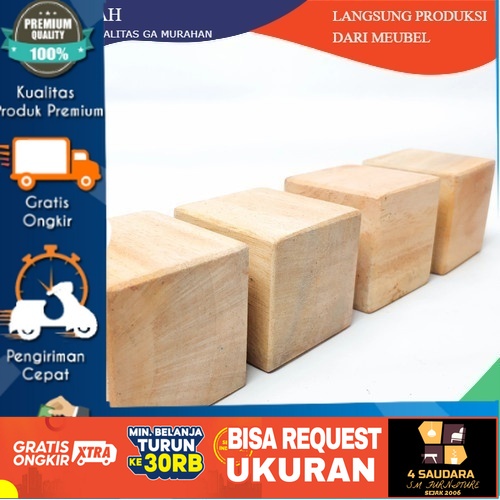 Jual Square Wooden Block 2x2 Wood cubes cm balok kayu kecil bahan craft ...