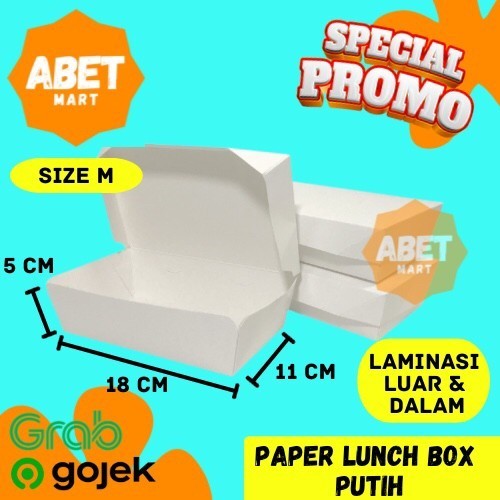 Jual Paper Lunch Box Putih Size M Ecer 1 Pak 50 Pcs - Medium Sedang ...