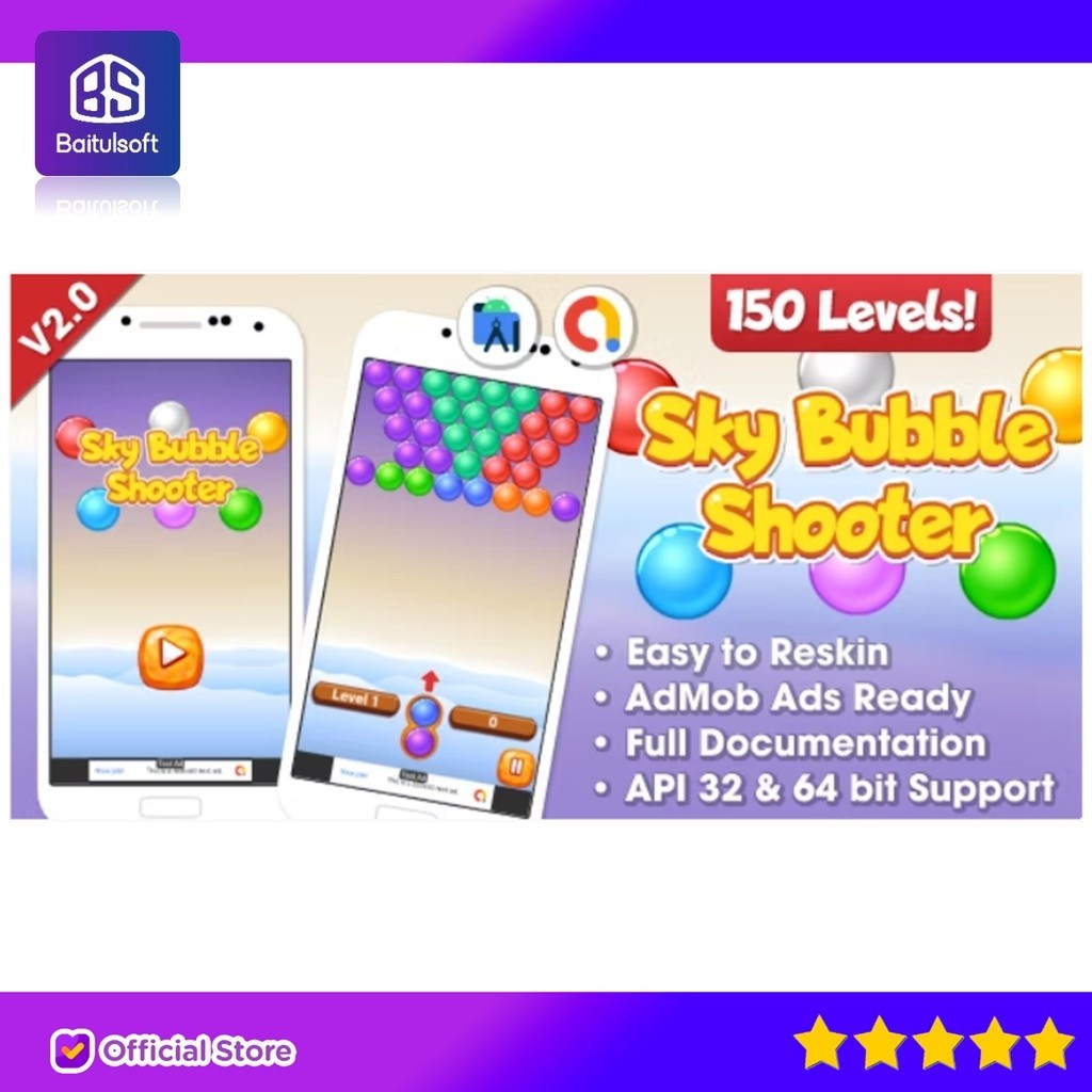 Jual SOURCE CODE APLIKASI SKY BUBBLE SHOOTER GAME ANDROID STUDIO PROJECT WITH ADMOB ADS + READY ...