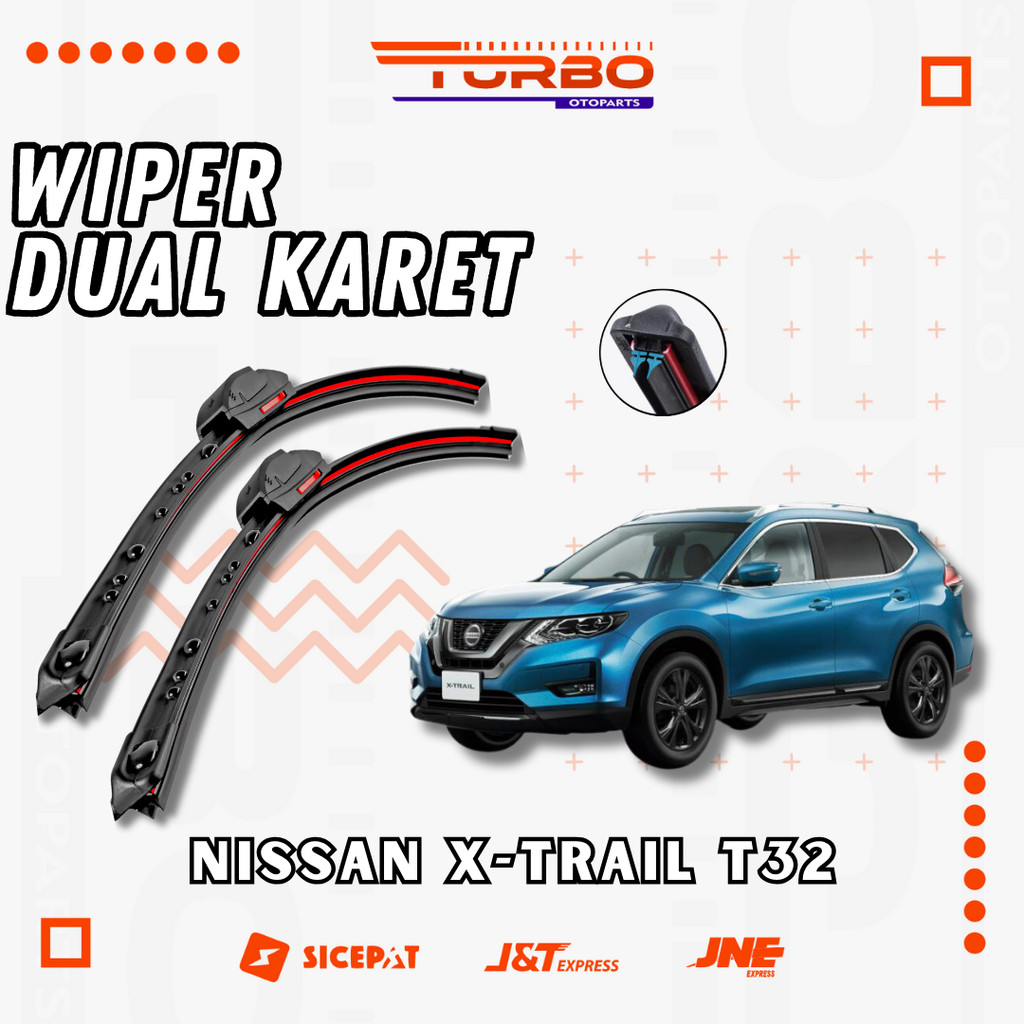 Jual 1 SET Wiper Dual Nissan X-Trail Xtrail T32 Model Karet Ganda ...