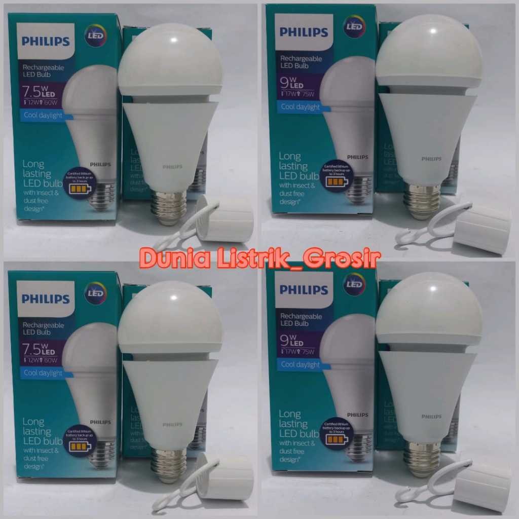 Jual Philips Lampu Bohlam LED Emergency Rechargeable 7,5 W 7,5 Watt ...