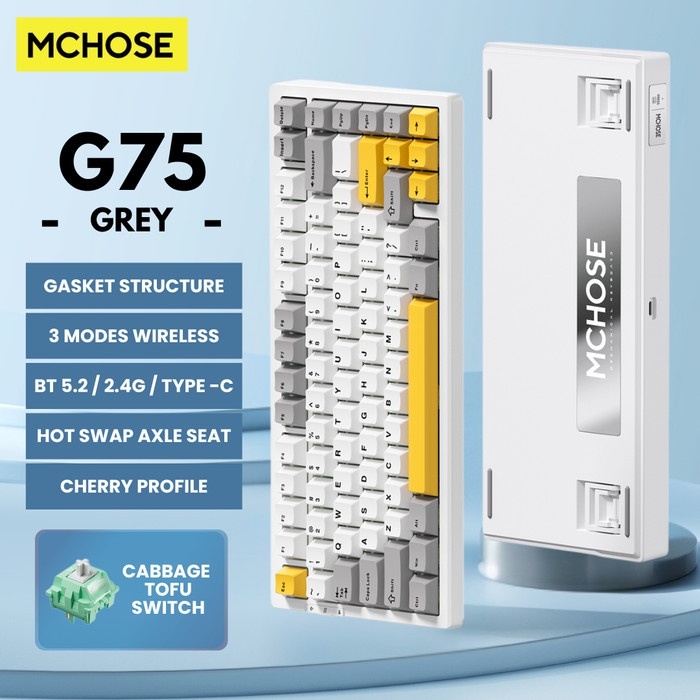 Jual MCHOSE G75 PRO Mechanical Keyboard Grey | Cabbage Tofu Switch V2 ...