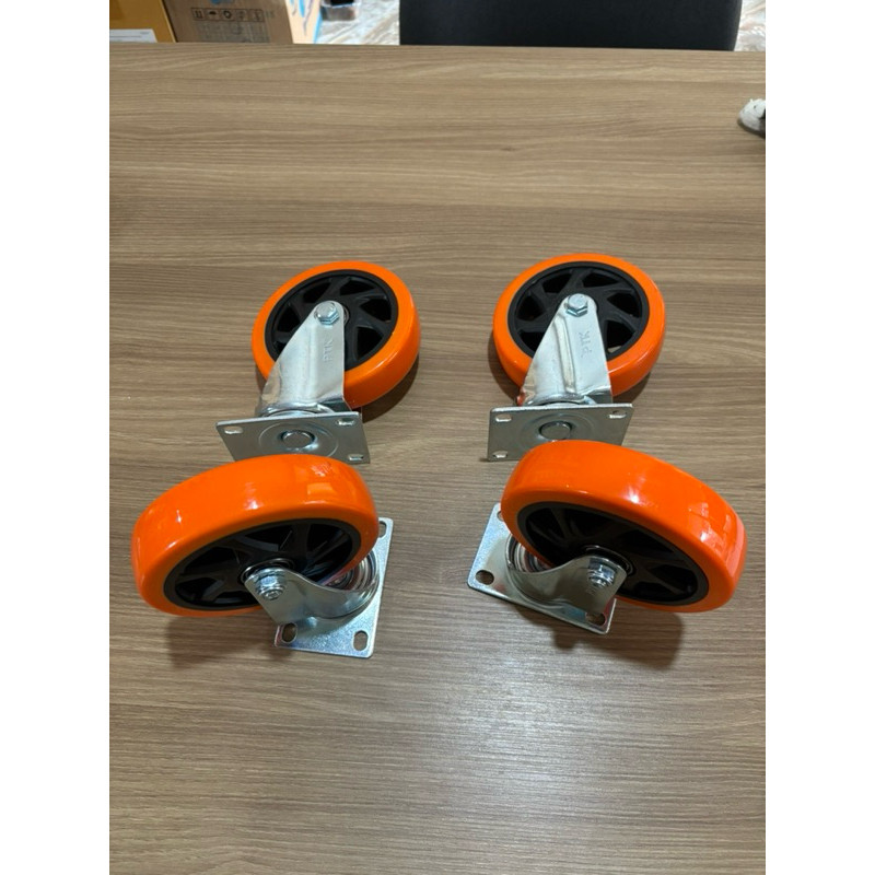 Jual Roda Pu orange set 4 pcs 5 inch hidup Roda Etalase lemari Troli ...
