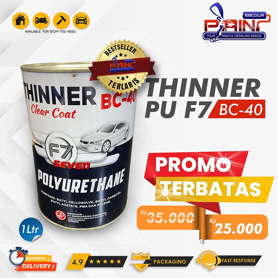 Jual THINNER PU F7 Clear Coat BC 40 - Pengencer Cat 1Liter/ kaleng | Shopee Indonesia