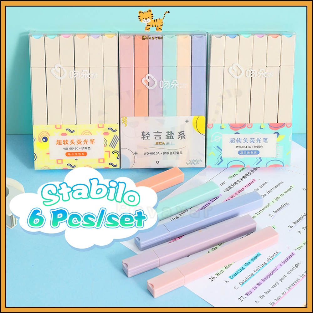 Jual ID Bevavar Stabillo Highliter set/6pcs stabillo warna Multicolor ...