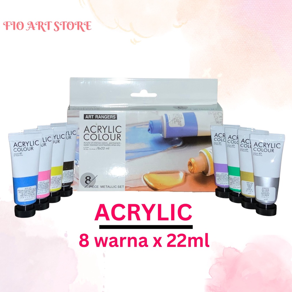 Jual Cat Akrilik Set Metallic Art Rangers 8x22ml | Acrylic Paint ...