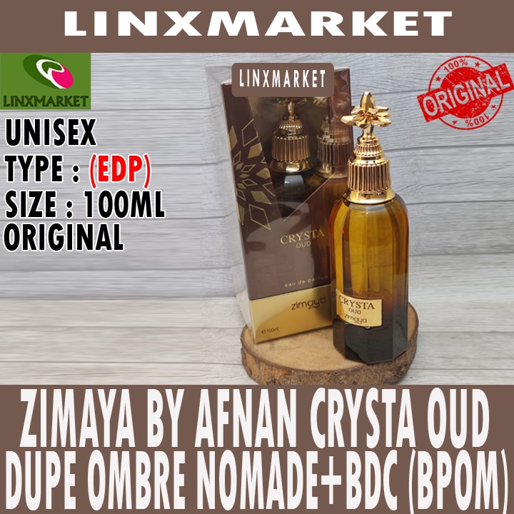 Jual ZIMAYA BY AFNAN CRYSTA OUD EDP UNISEX 100ML DUPE OMBRE NOMADE ...