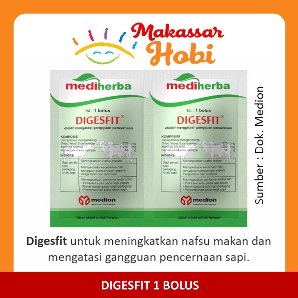 Jual Digesfit 1 Bolus Obat Jamu Sapi Nafsu Makan Pencernaan Herbal ...