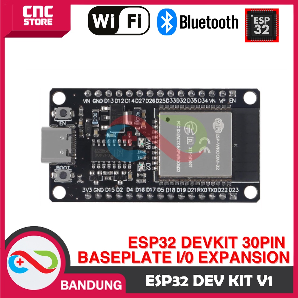Jual ESP32 ESP-32 DOIT WIFI BLUETOOTH IOT ESP32S DEVELOPMENT BOARD CH340 TYPE-C PLUS EXPANSION ...