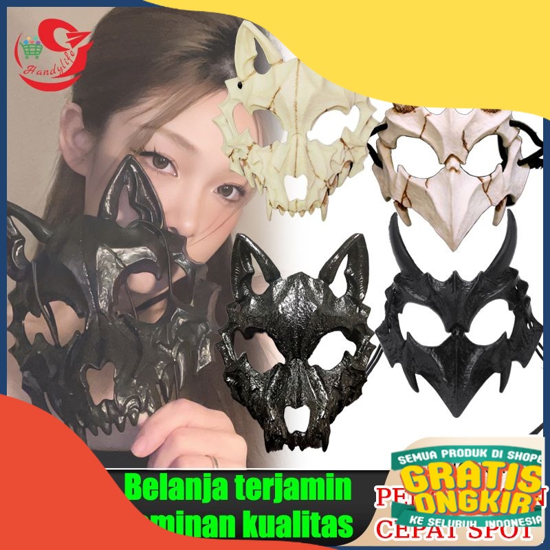 Jual Topeng Setengah Wajah Tengkorak Karena Alat Peraga Hitam Putih ...