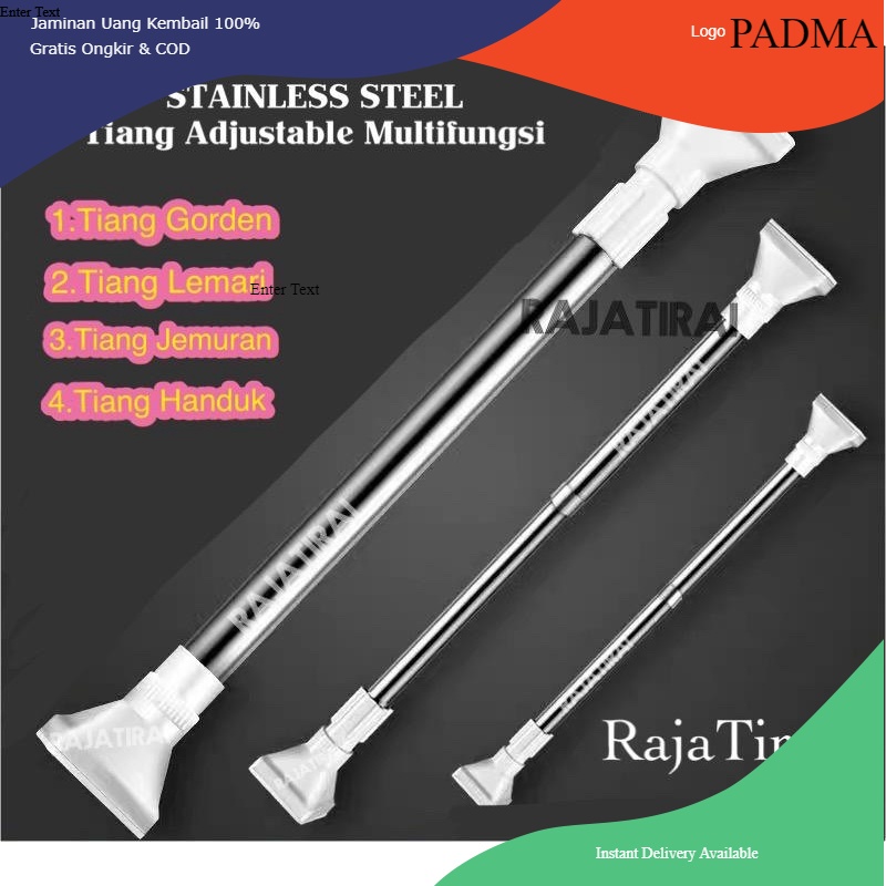 Jual PADMA-TIANG PIPA TONGKAT STAINLIST FLEKSIBEL 50CM-420CM tanpa paku ...