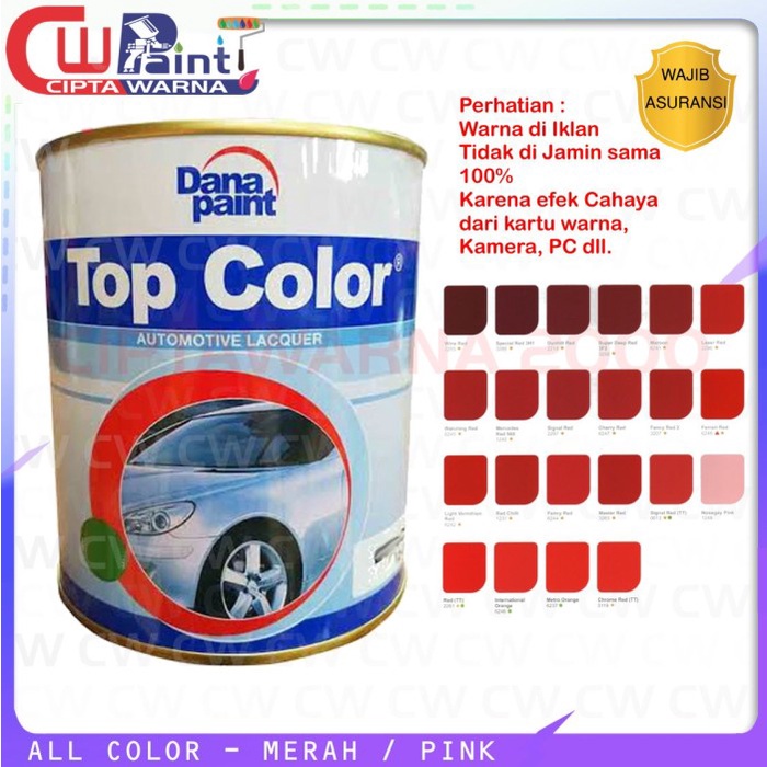 Jual Cat NC Duco Top Color Warna Pink Merah Red Danapaint 1 Kg | Shopee ...