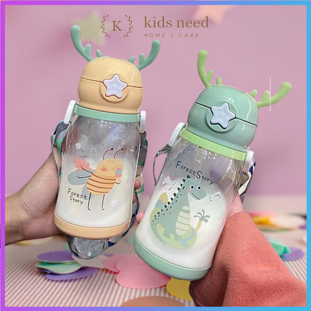 Jual Botol minum anak tanduk rusa tali panjang/Botol jerami anak 600ml BPA FREE | Shopee Indonesia