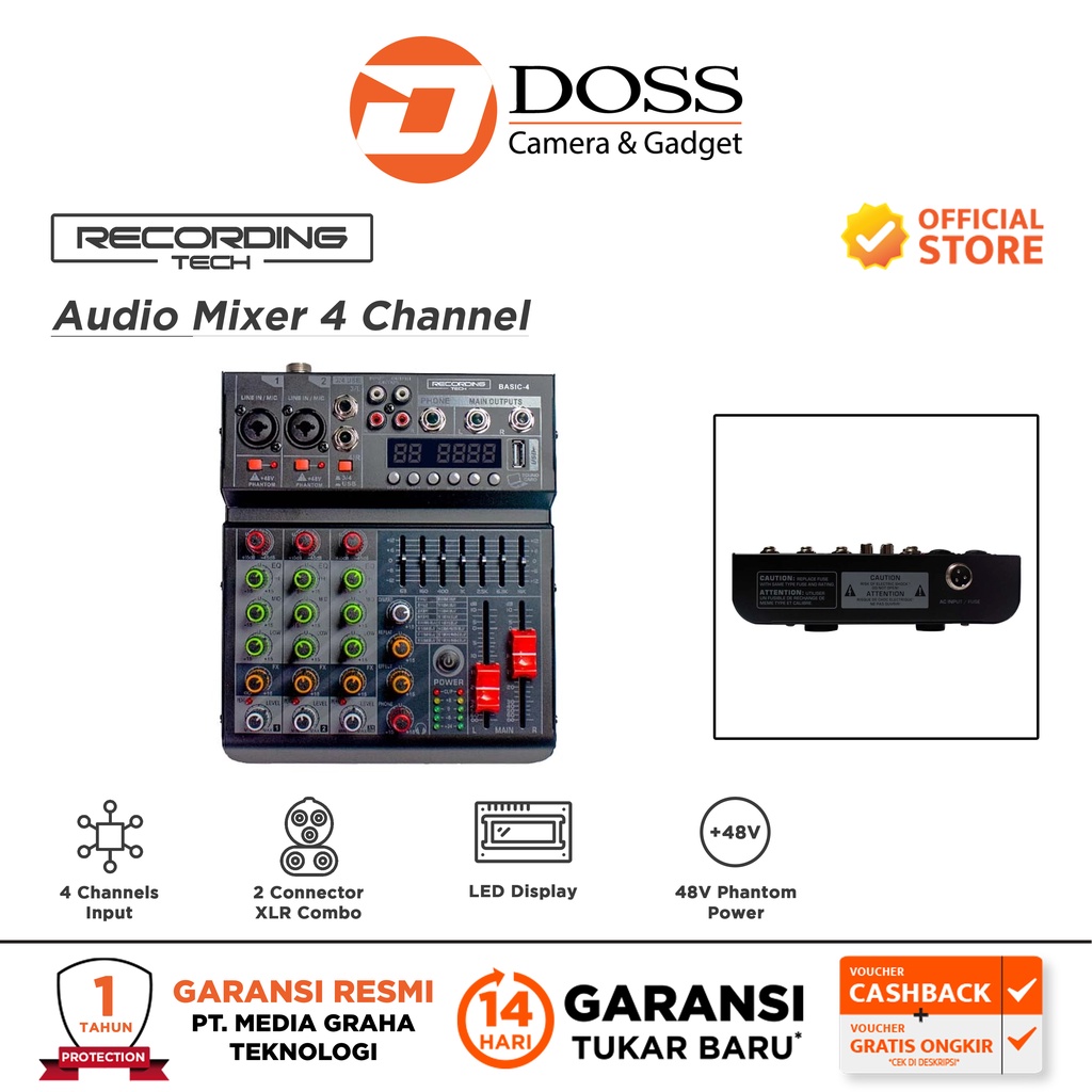 Jual RECORDING TECH BASIC4 Audio Mixer 4 Channel | Shopee Indonesia