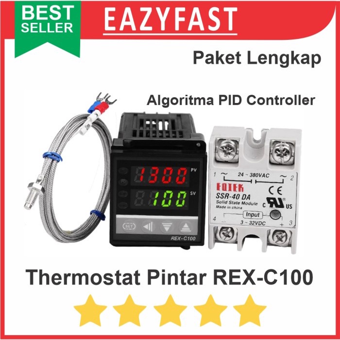 Jual Thermostat PID REX C100 Temperatur Suhu Controller Otomatis SSR Relay | Shopee Indonesia