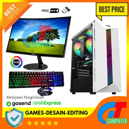 Jual PC Gaming Fullset INTEL i3 12100F ( GTX 1050Ti 4GB DDR5 ) SSD 128GB lengkap LED 24 inc ...