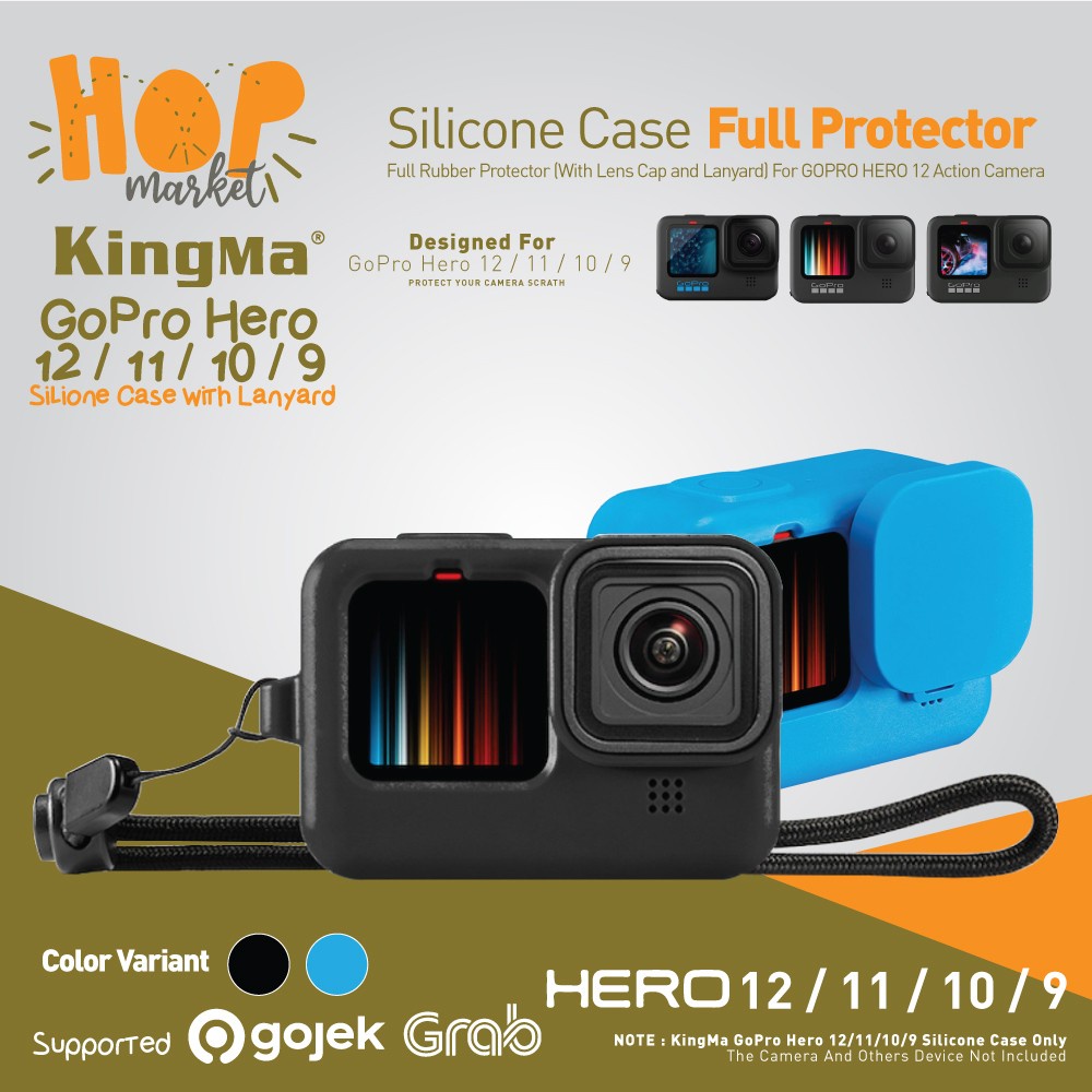 Jual KingMa Silicone Case for GoPro Hero 13 / 12 / 11 / 10 / 9 + Lens Cover & Lanyard Casing ...