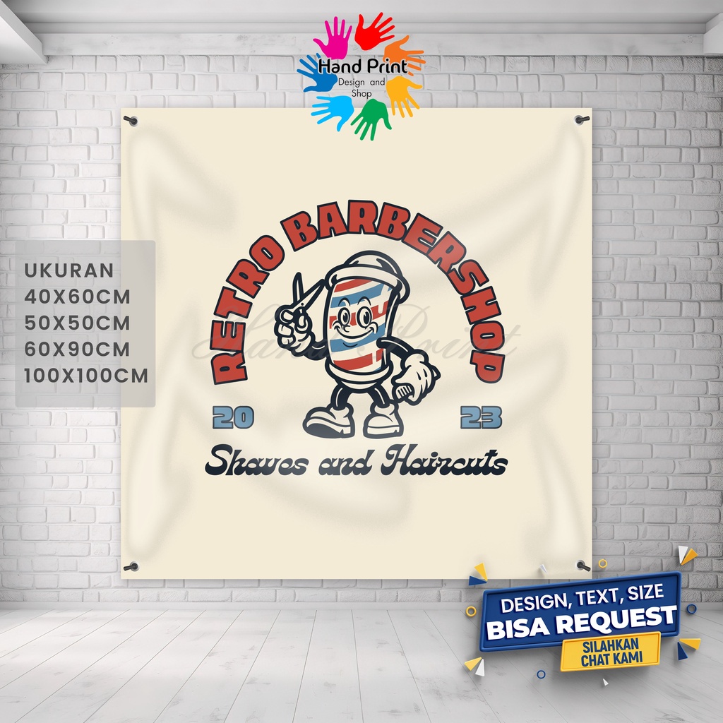 Jual Spanduk Banner MMT Vintage Barbershop Pangkas Rambut Cukur Rambut ...