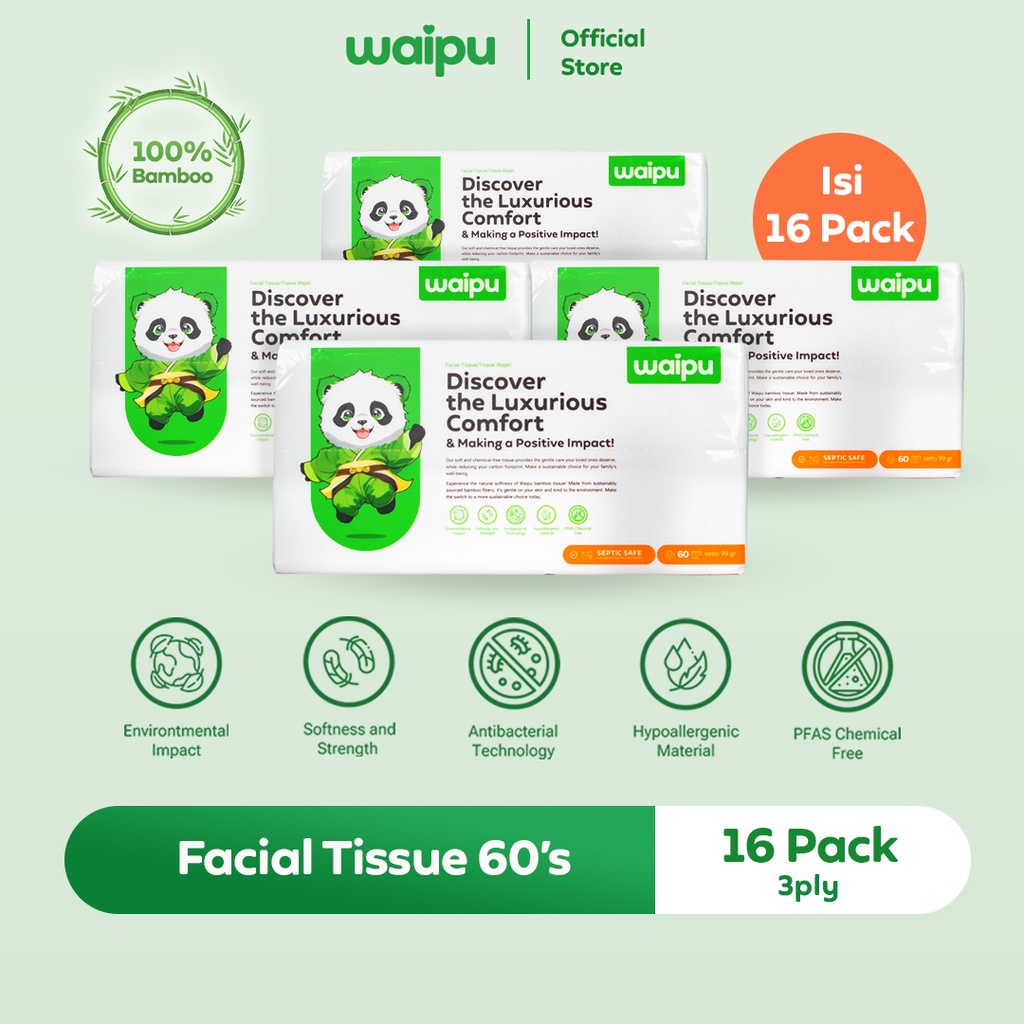 Jual Waipu Premium Bamboo Tissue / Tisu Bambu - Soft Facial 60s 3ply ...