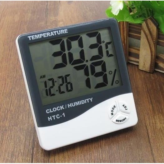 Jual HTC-1 Digital Hygrometer Temperature Meter Termometer Clock Alarm ...