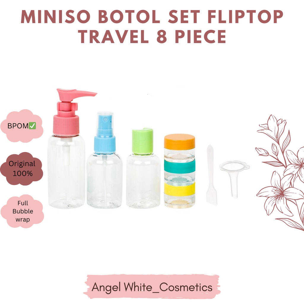 Jual MINISO BOTOL SET FLIPTOP TRAVEL 8 PIECE | Shopee Indonesia