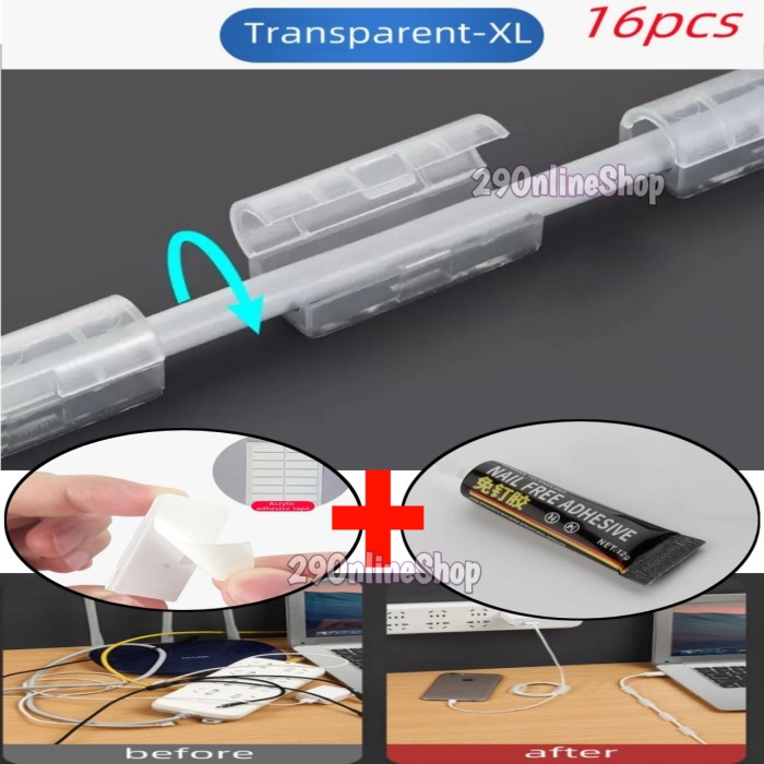 Jual klip kabel 16 besar holder cable clip perapih tempel penjepit klem ...