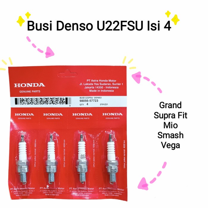Jual Busi U22FSU (Isi 4) Denso Grand/Supra Fit/Mio/Smash/Vega | Shopee ...