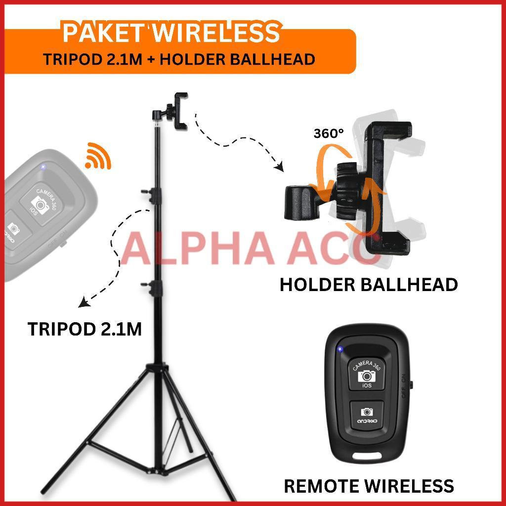 Jual TRIPOD 2 METER WIRELESS BLUETOOTH HOLDER BALLHEAD HP HORIZONTAL ...