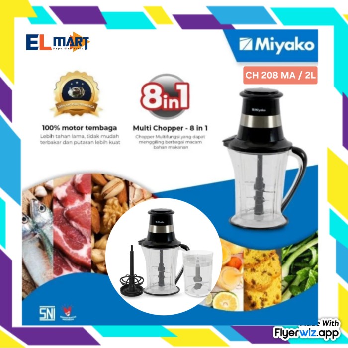 Jual Miyako Chopper Blender 2L CH 208 MA 208MA 2 Liter CH208MA | Shopee ...