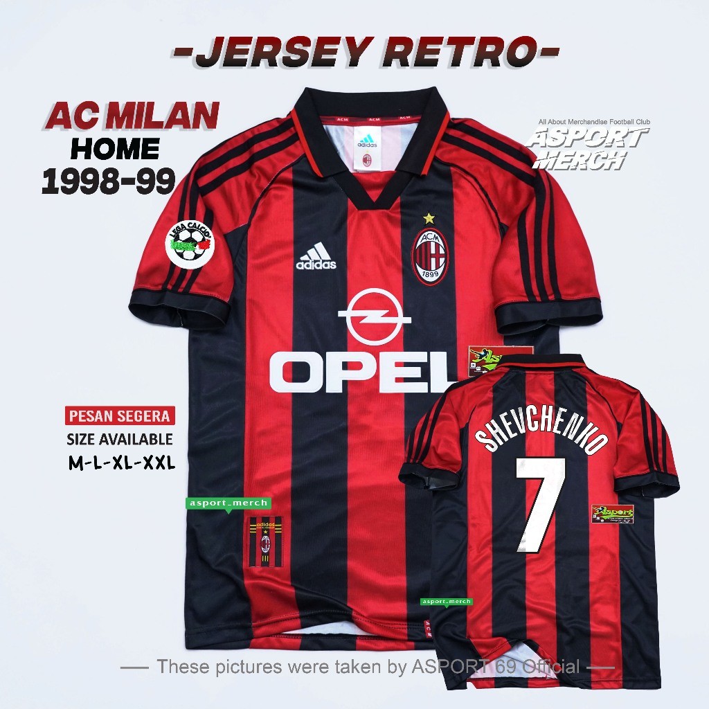 Jual JERSEY RETRO MILAN HOME 1998 1998 JERSEY RETRO MILAN HOME 98 99 ...