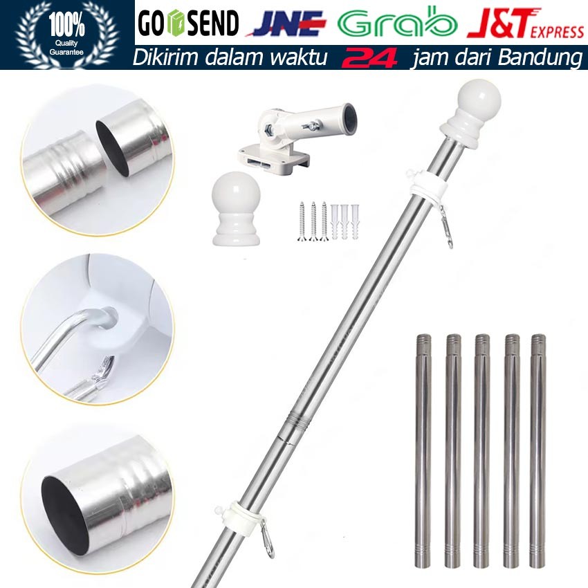 Jual Set Tiang Bendera Dinding Baja Tahan Karat / Braket Holder Tiang ...