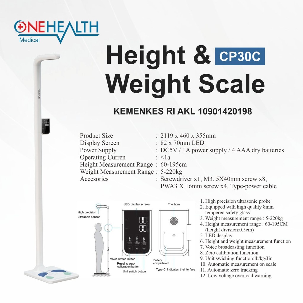 Jual Onehealth Cp30c Timbangan Digital Height & Weight Scale ...