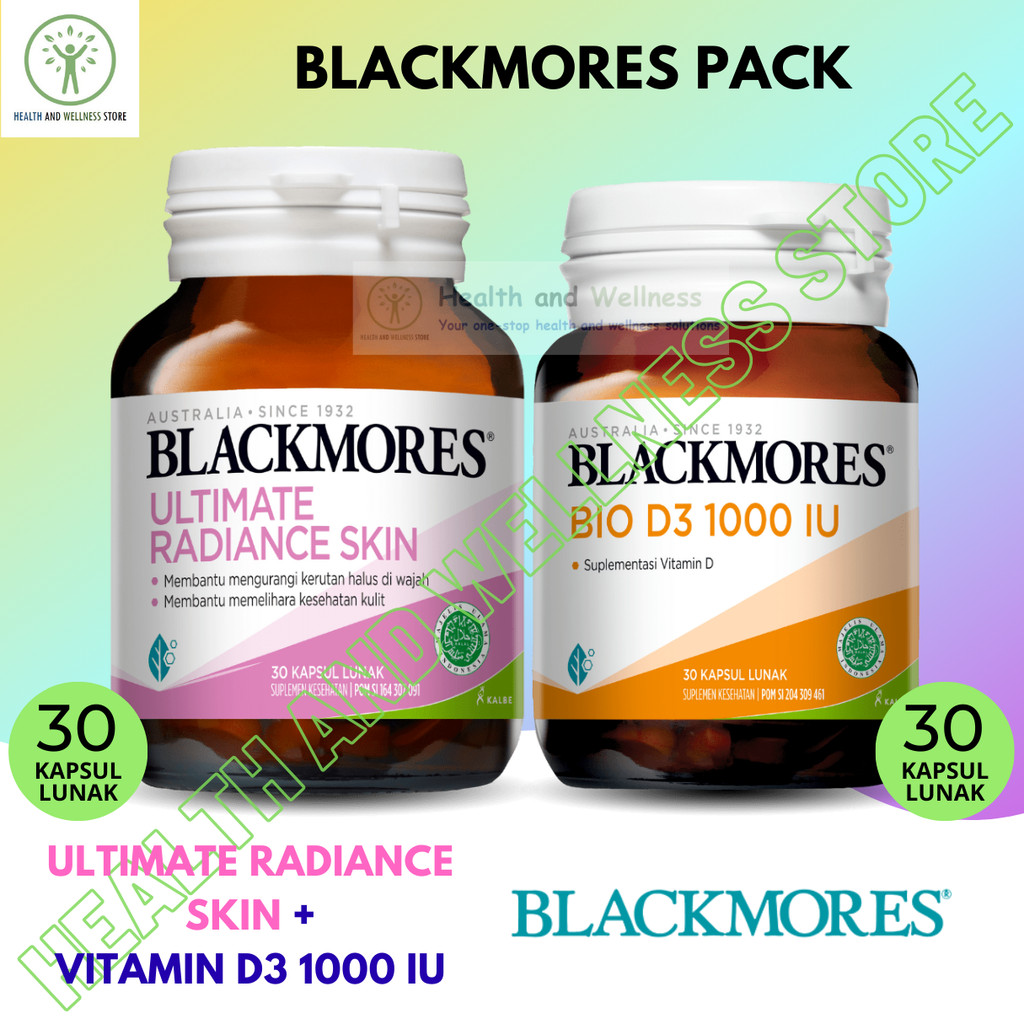 Jual PAKET BLACKMORES ULTIMATE RADIANCE SKIN 30 KAPSUL LUNAK DAN BIO D3 1000 IU 30 TABLET ...