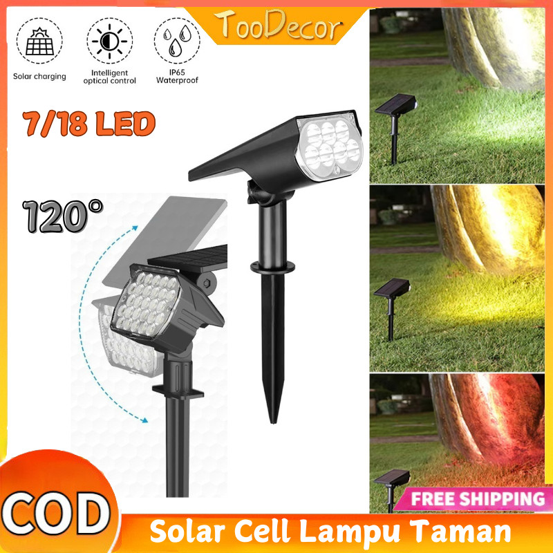 Jual Lampu Taman Tenaga Surya 7/18 LED Warna Warni Solar Cell Panel ...
