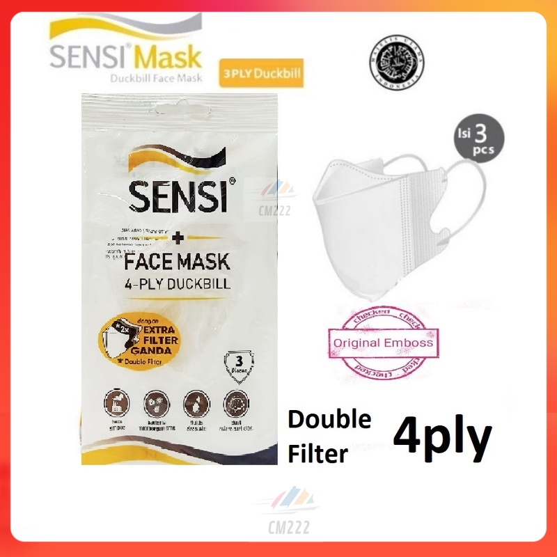 Jual Masker Sensi Duckbill 3ply Emboss 3pcs / pack | Shopee Indonesia