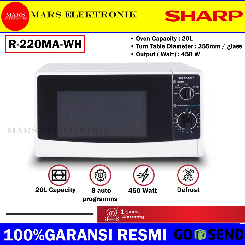 Jual MICROWAVE SHARP R-220MA-WH - 20 LITER - MICROWAVE SHARP RI 220 MA ...