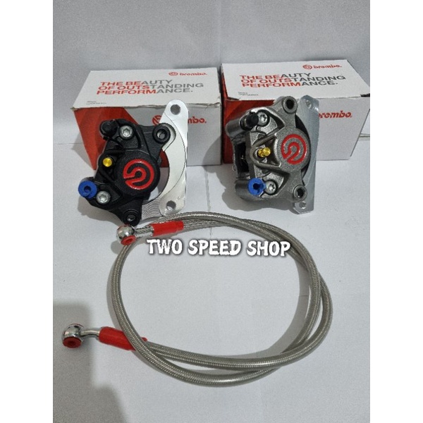 Jual kaliper brmbo 2p 2 piston big logo + breket kaliper piringan disc standar + selang rem ...