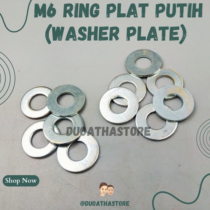 Jual M6 Ring Plat Galvanis Putih WP Washer Plate 6mm | Shopee Indonesia