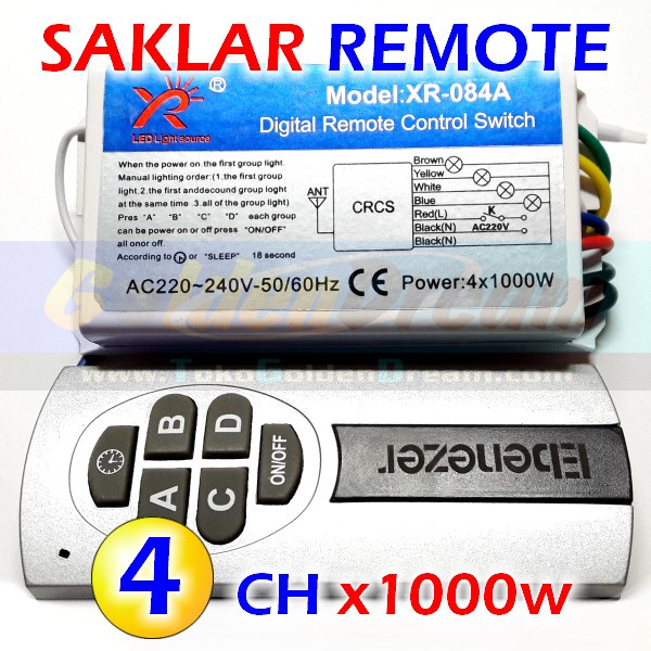 Jual HQ - Saklar Remote 4x atau 2x 1000w Wireless Switch AC 220v 4 atau ...