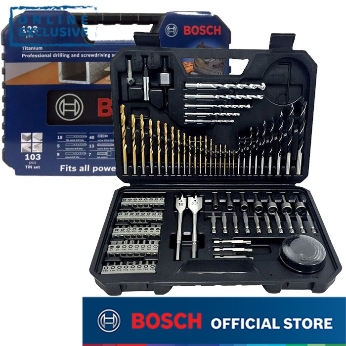 Jual Bosch Drill & Screwdriver Bit Set / Mata Bor & Obeng Set Titanium ...