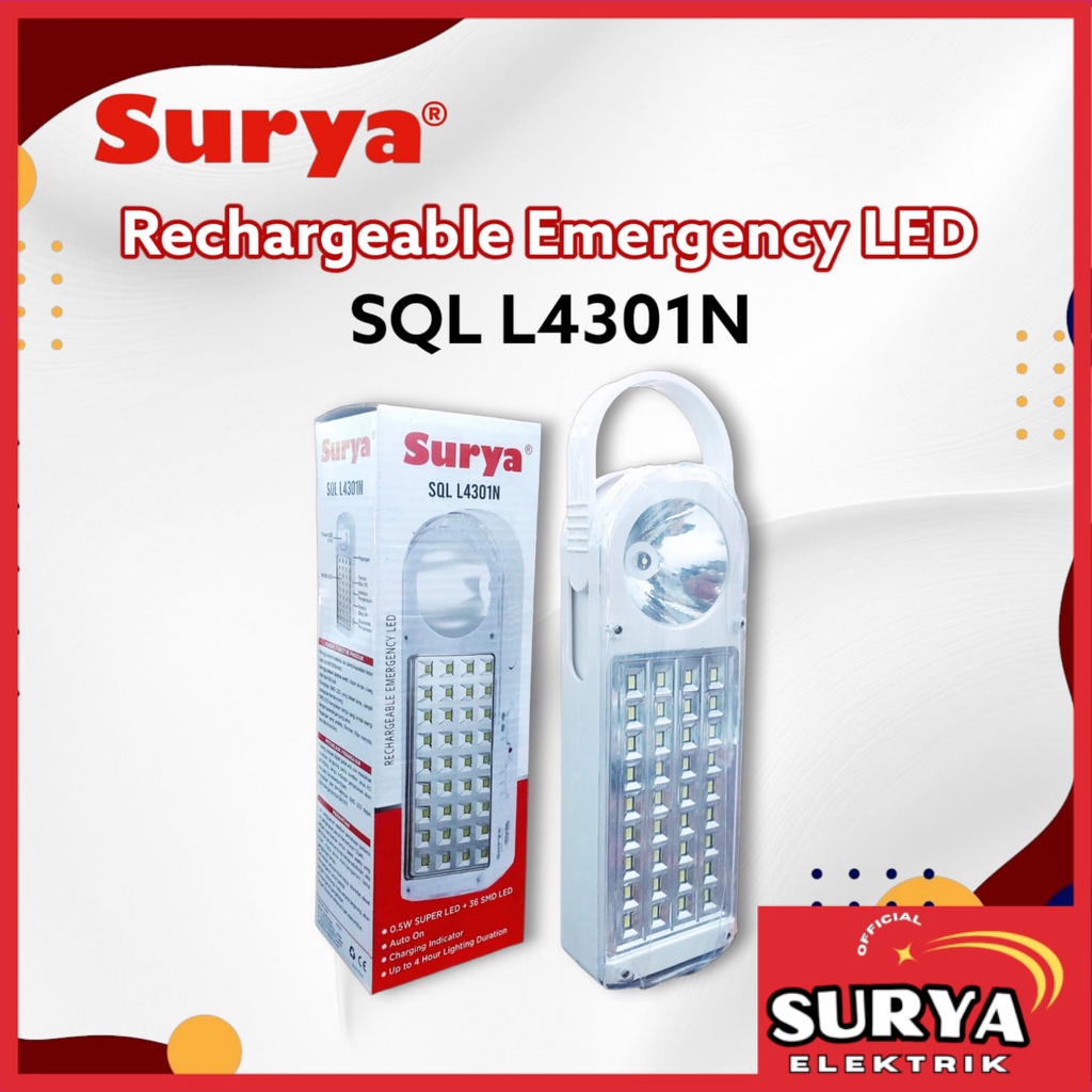 Jual Lampu Senter LED Emergency SURYA SQL L4301N Lampu Darurat Portable ...