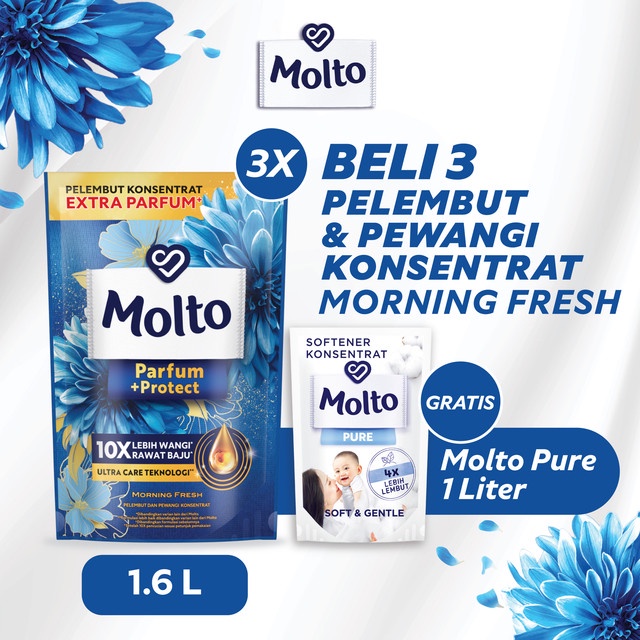 Jual Buy 3 Molto AiO Blue 1600mL FREE Molto Pure 1 L | Shopee Indonesia